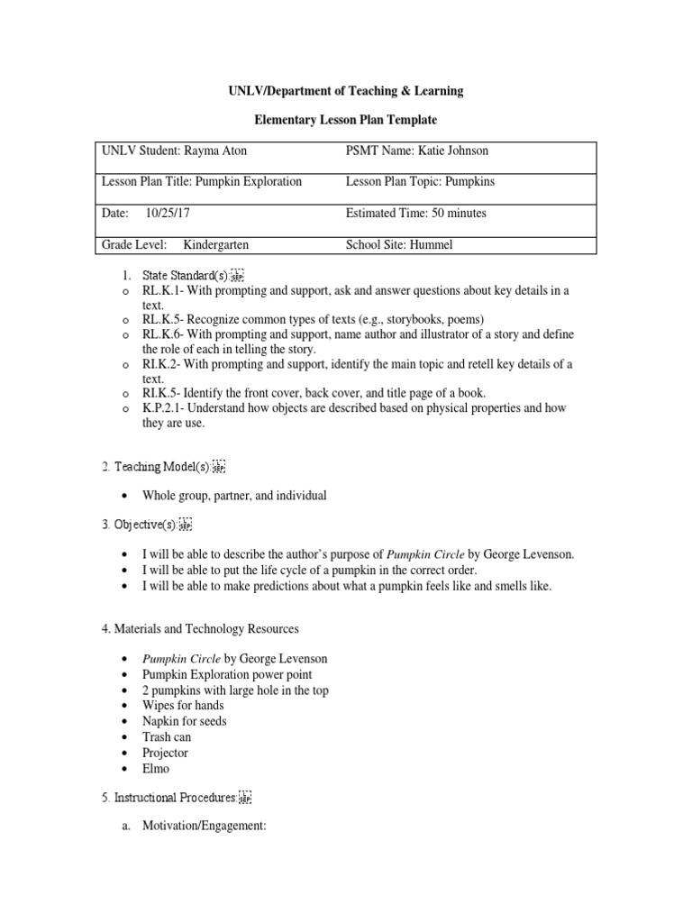 Pumpkin Exploration Lesson Plan 2022 | PDF | Lesson Plan | Books