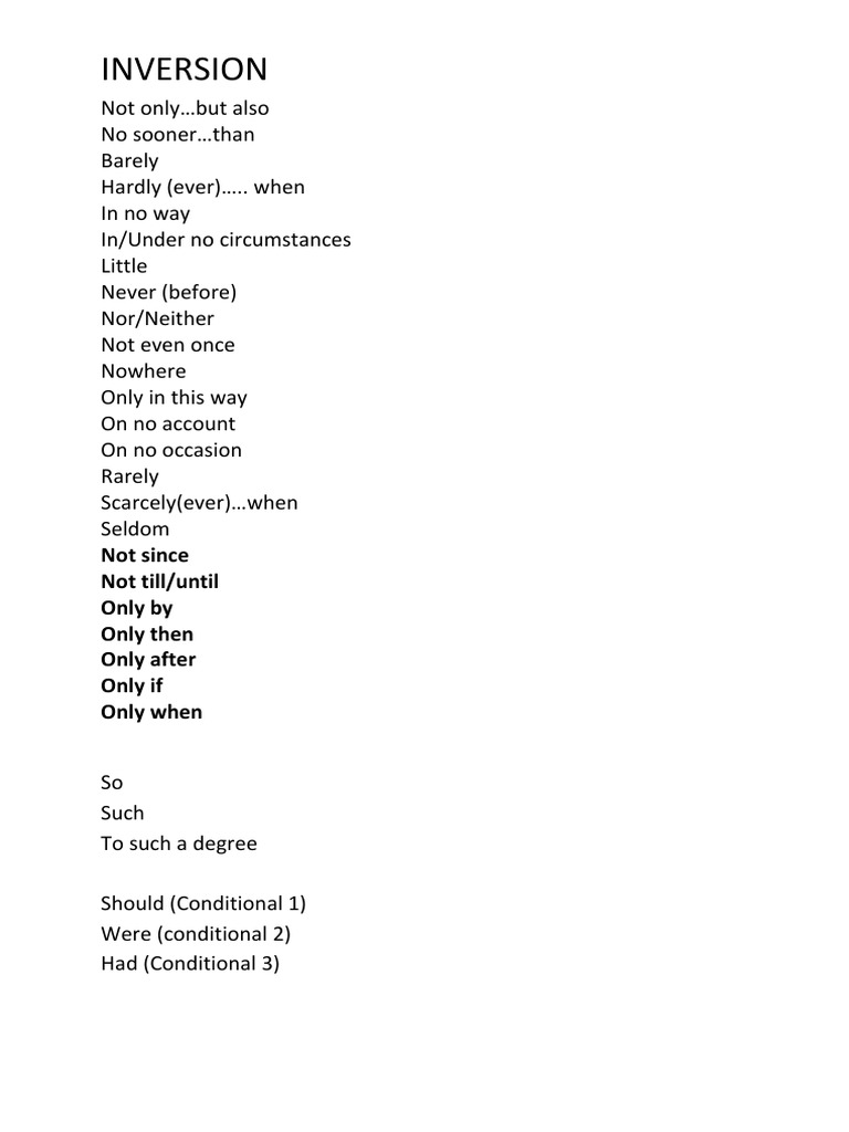 Inversion: Not Since Not Till/until Only by Only Then Only After Only ...