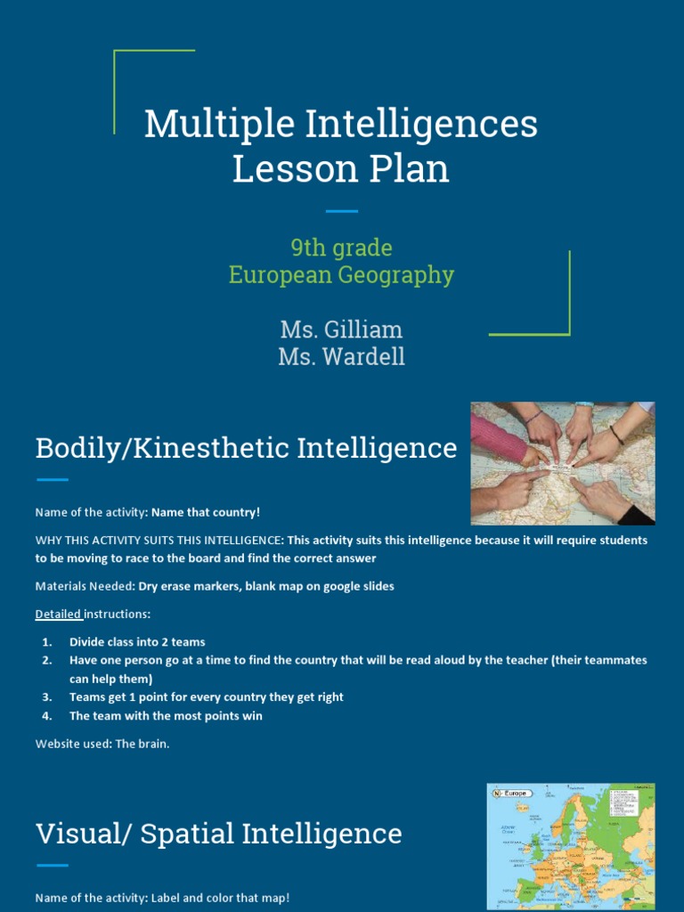 Multiple Intelligences Lesson Plan Student Outline | PDF | Pedagogy ...
