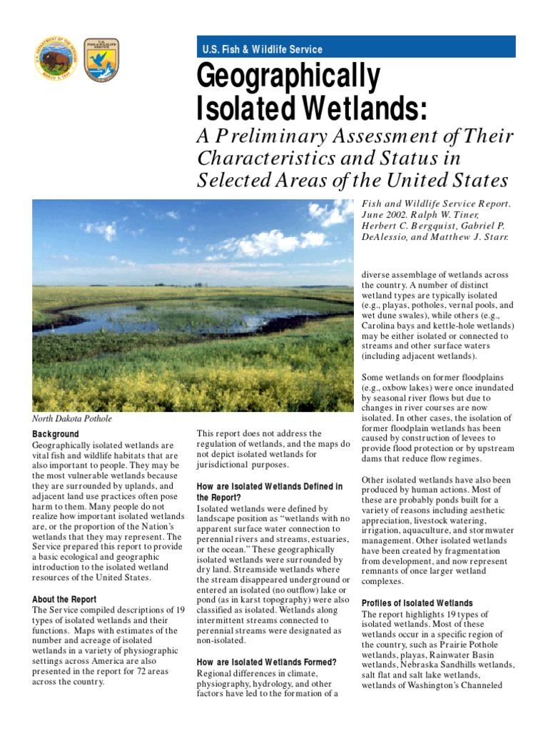 Geographically Isolated Wetlands a Preliminary Assessment of Their ...