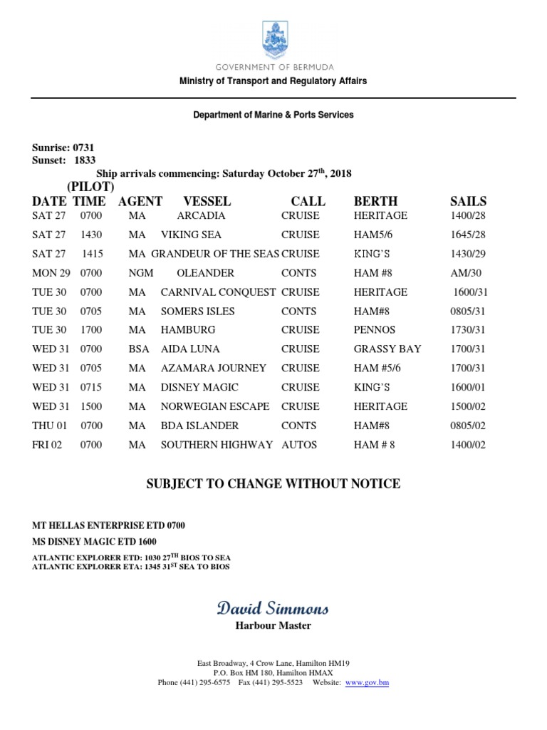 Weekly Shipping October 27 2018 | PDF