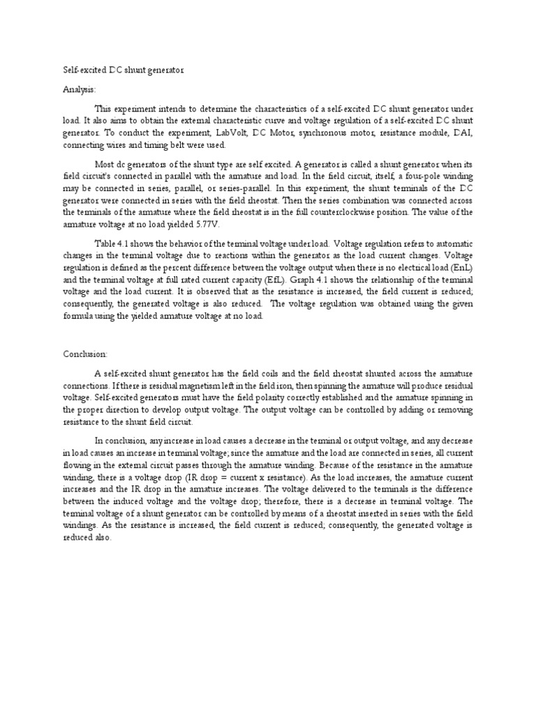 Shunt Generator | PDF | Electric Generator | Series And Parallel Circuits