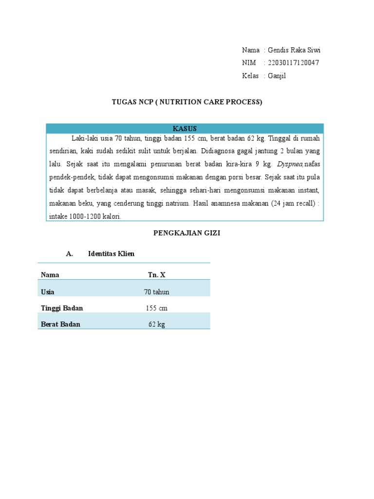 NCP Kasus 1 Diagnosis | PDF