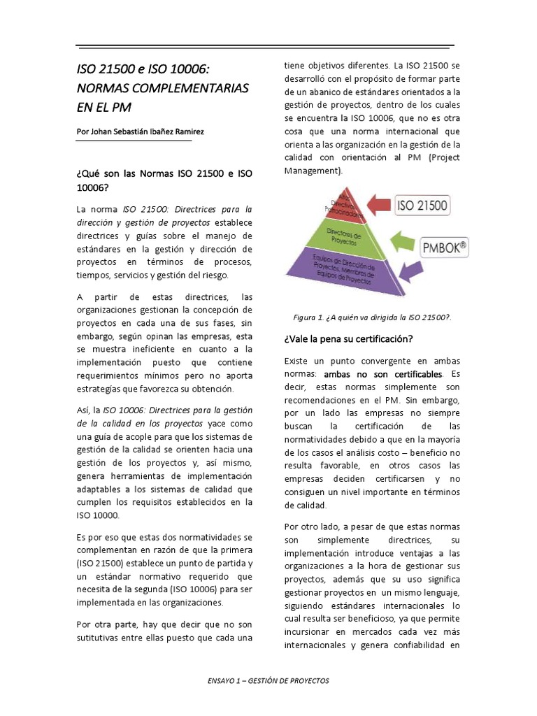 Ensayo 1 - ISO 21500 ISO 10006 | PDF | Gestión de la calidad | Calidad (comercial)