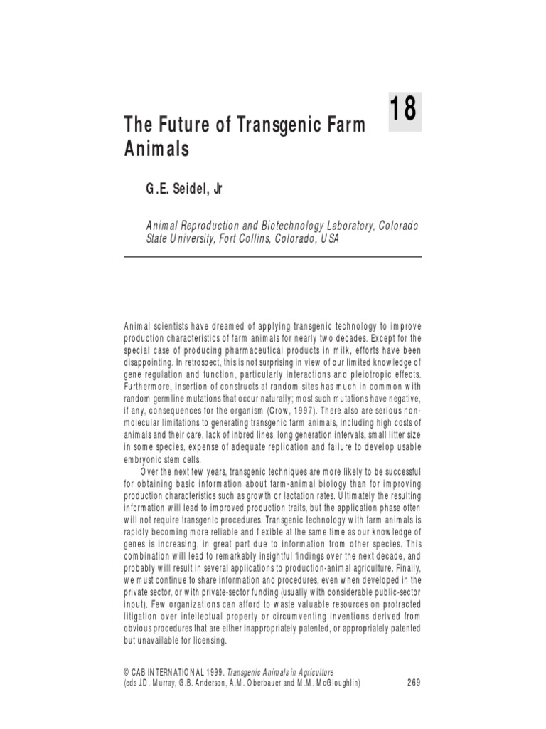 Transgenic Animal Farm | Download Free PDF | Transgene | Genetically ...