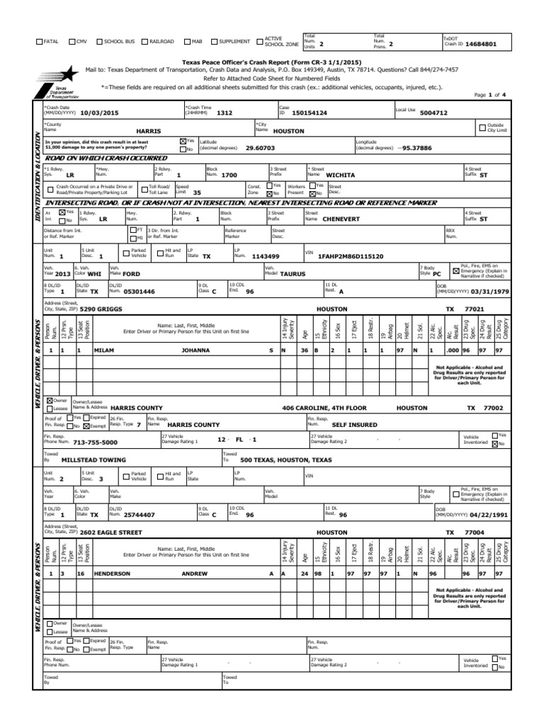 Andres Henderson Police Report | PDF | Traffic | Dangerous Goods