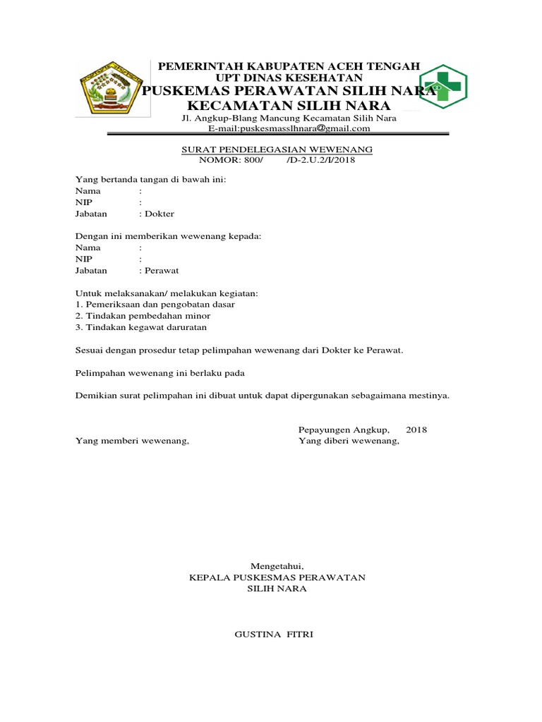 Surat Pendelegasian Wewenang | PDF