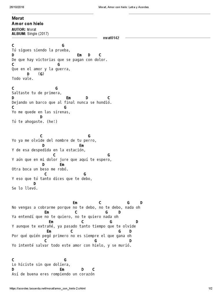 Morat, Amor Con Hielo - Letra y Acordes | PDF | Ocio