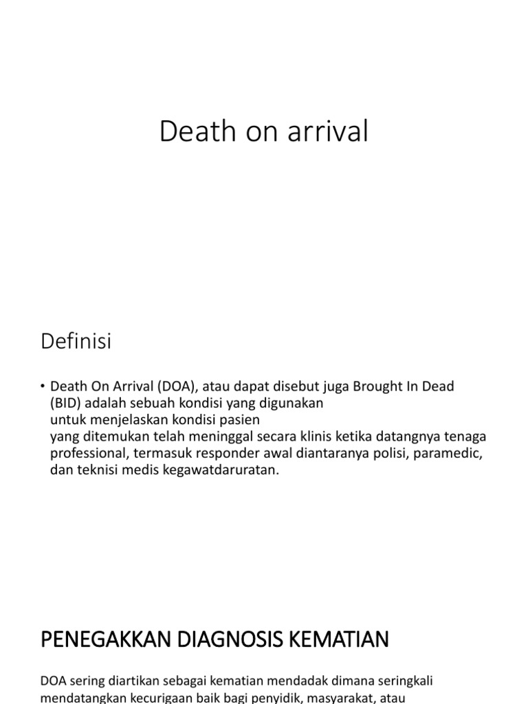 Kematian Mendadak: Definisi, Klasifikasi, dan Aspek Medikolegal Death ...