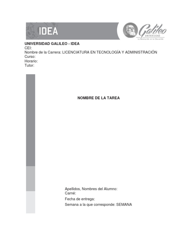 Caratula Editable para Trabajos Galileo | PDF