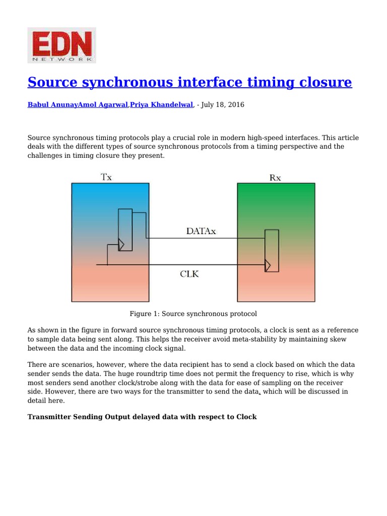 Source Synchronous Interface Timing Closure | Download Free PDF | Electronic Engineering ...