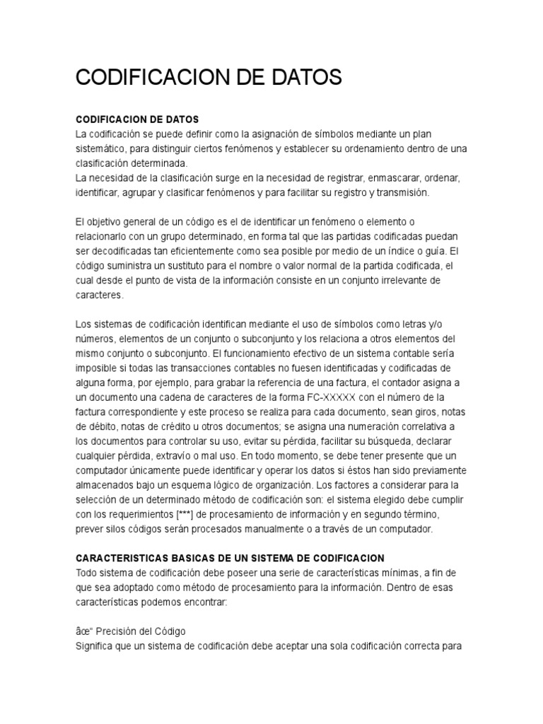 Codificacion de Datos | PDF | Contabilidad | Hoja de balance