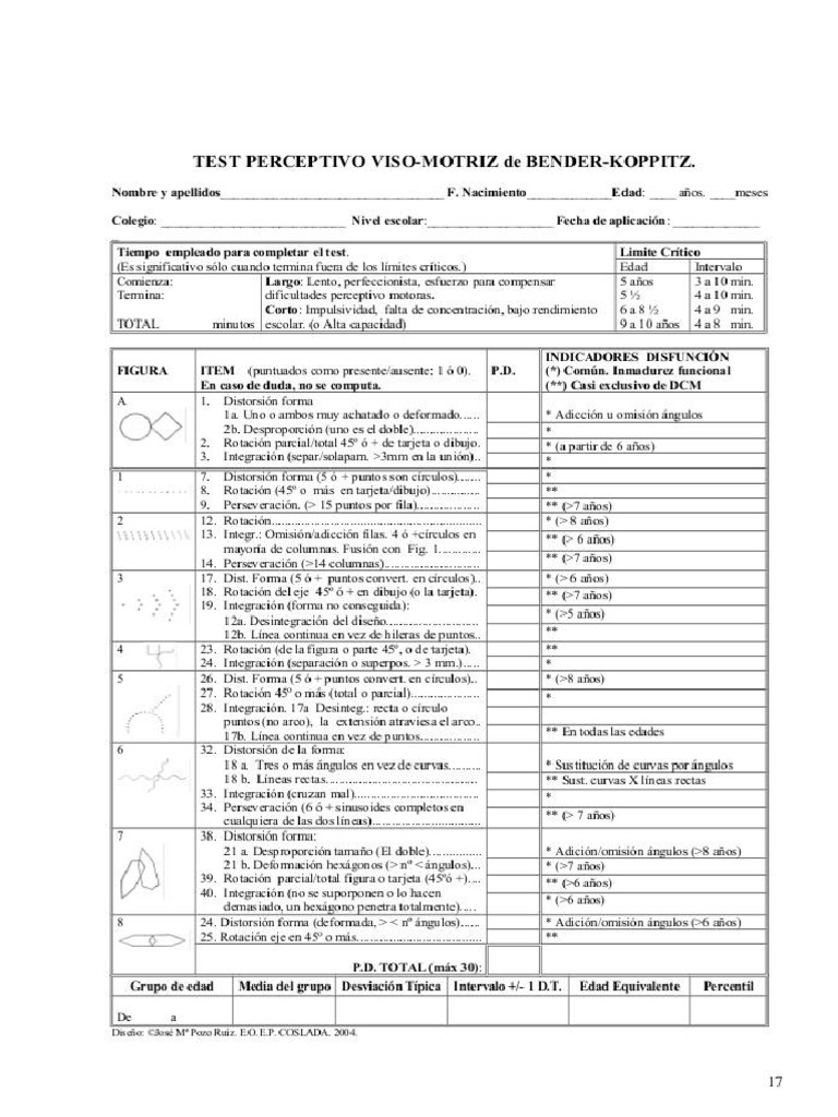 Hoja de Interpretacion Del Bender | PDF