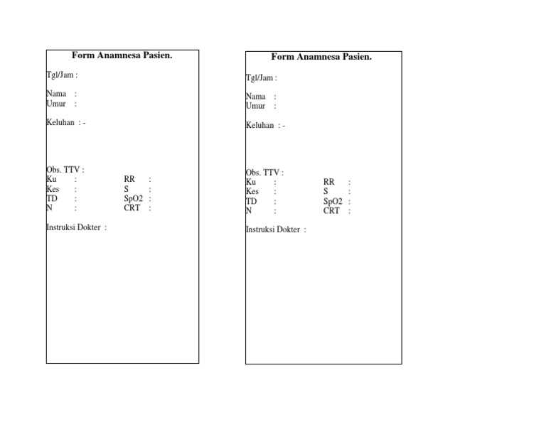 Form Anamnesa Pasien | PDF