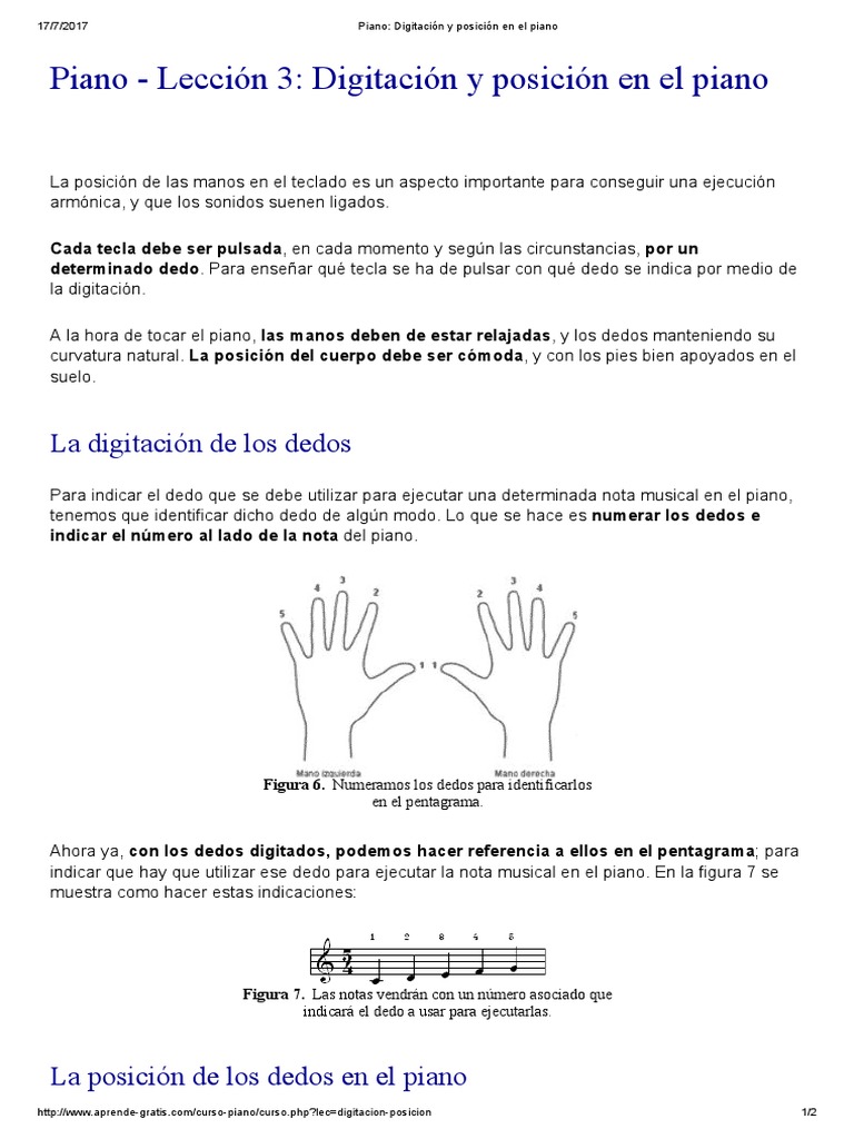 Piano - Digitación y Posición en El Piano 3 | PDF | Piano | Notación