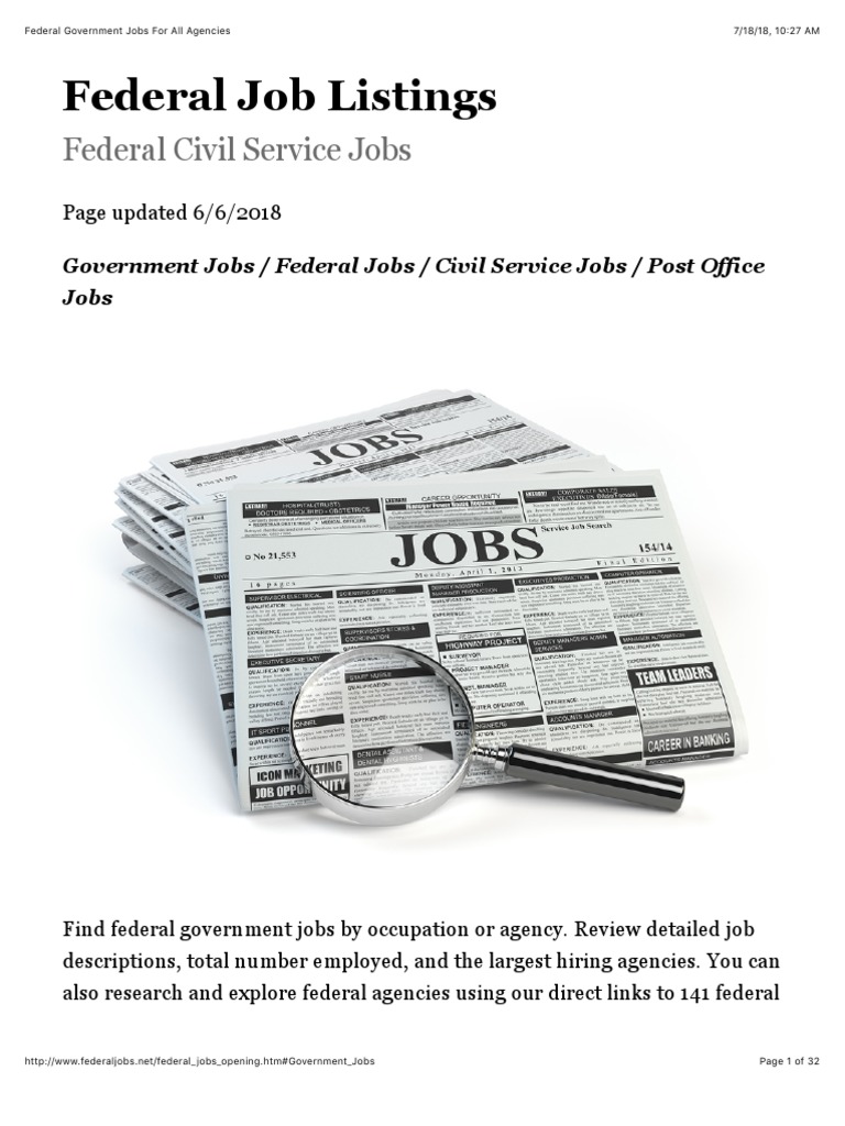 Federal Government Jobs For All Agencies PDF | PDF | General Schedule ...