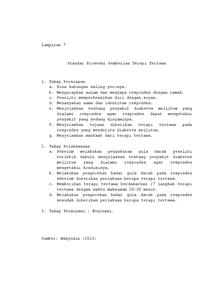 SOP Terapi Tawa Untuk DM | PDF