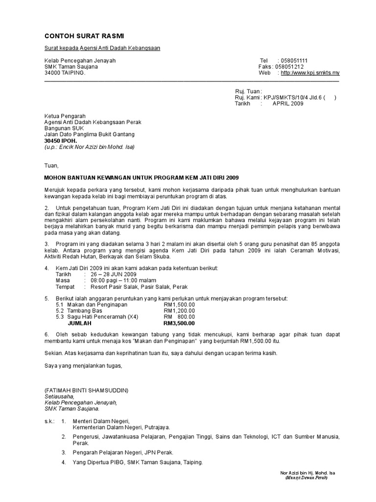 Contoh Surat Rasmi | PDF