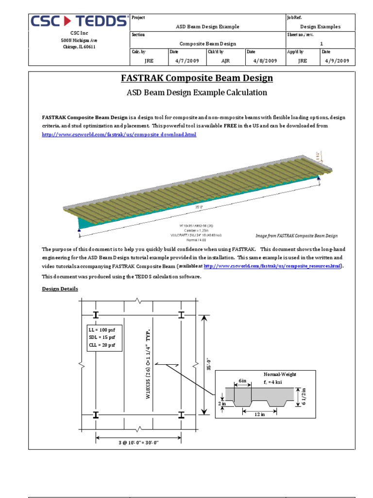Design Example ASD Beam Composite | PDF | Beam (Structure) | Bending