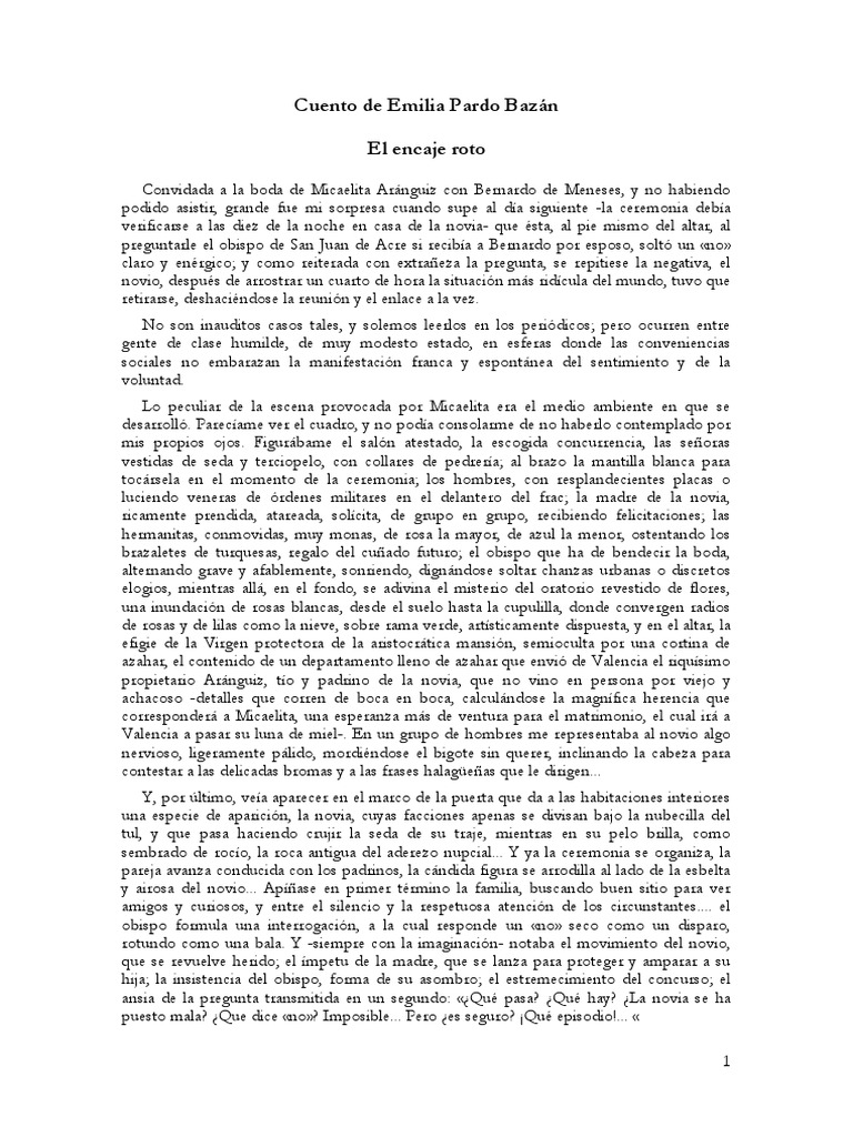 E. Pardo Bazán Cuento El Encaje Roto | PDF