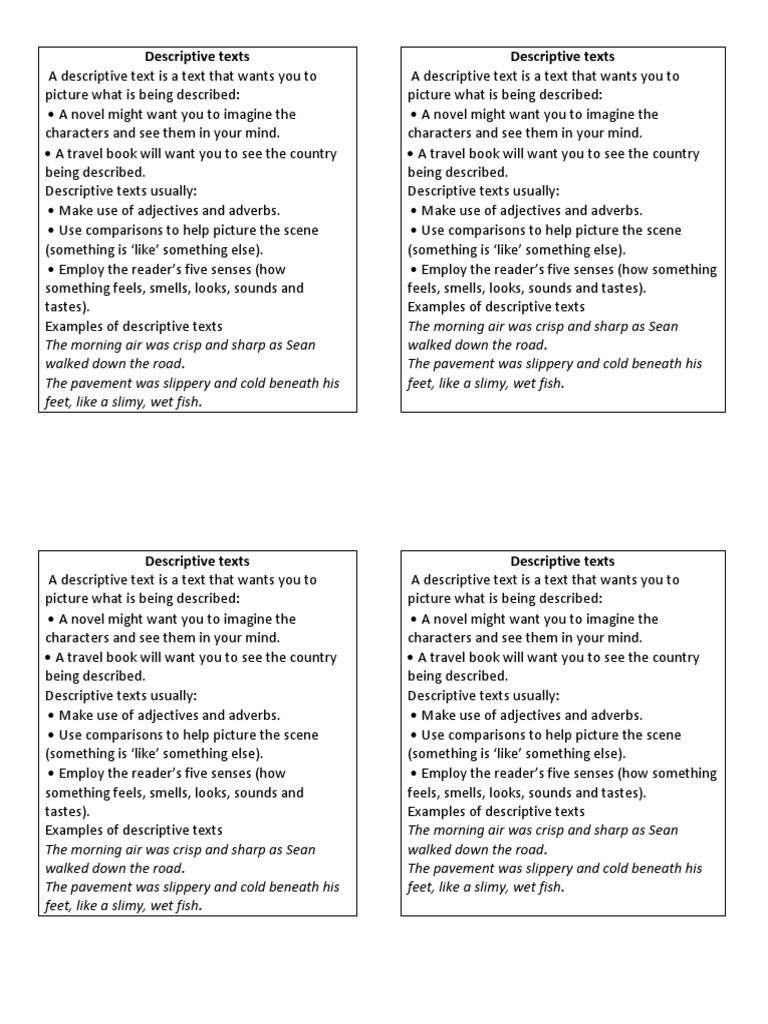 Descriptive Texts | PDF | Adverb | Senses