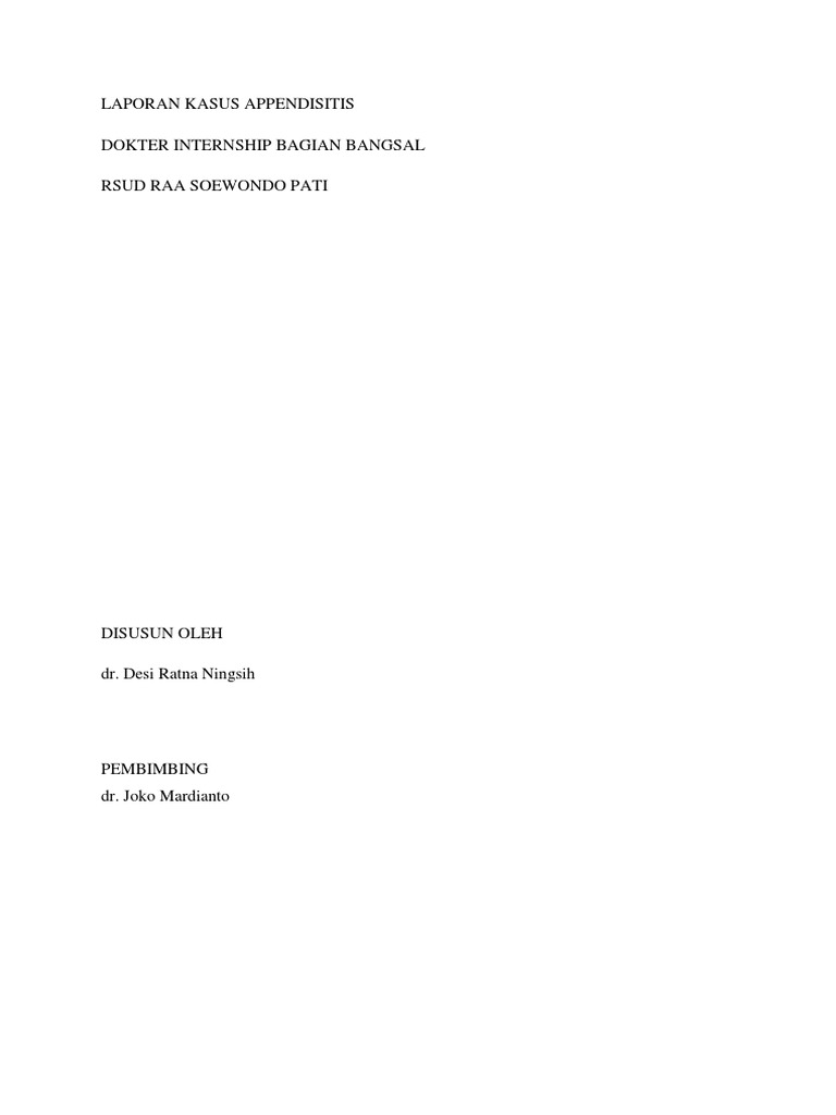 Laporan Kasus Appendisitis | PDF