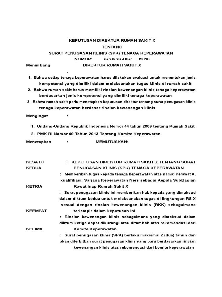 SPK Dan RKK Perawat Ners | PDF