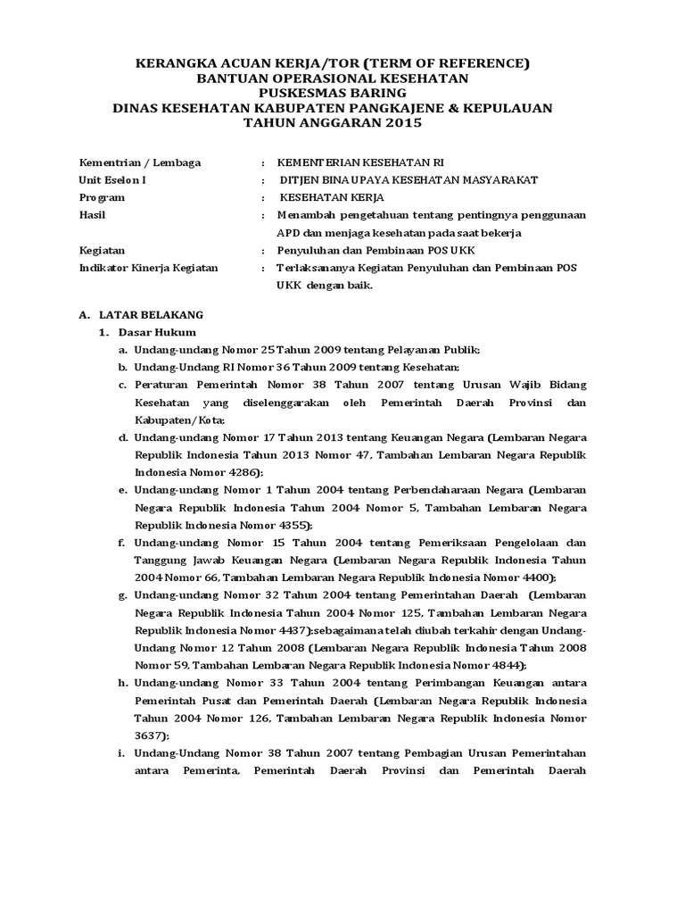 Tor Kesker Term of Reference | PDF