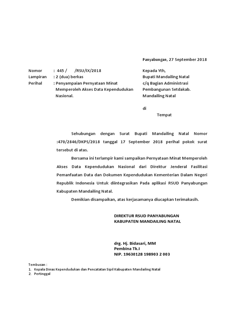 Contoh Surat Pemanfaatan Data | PDF