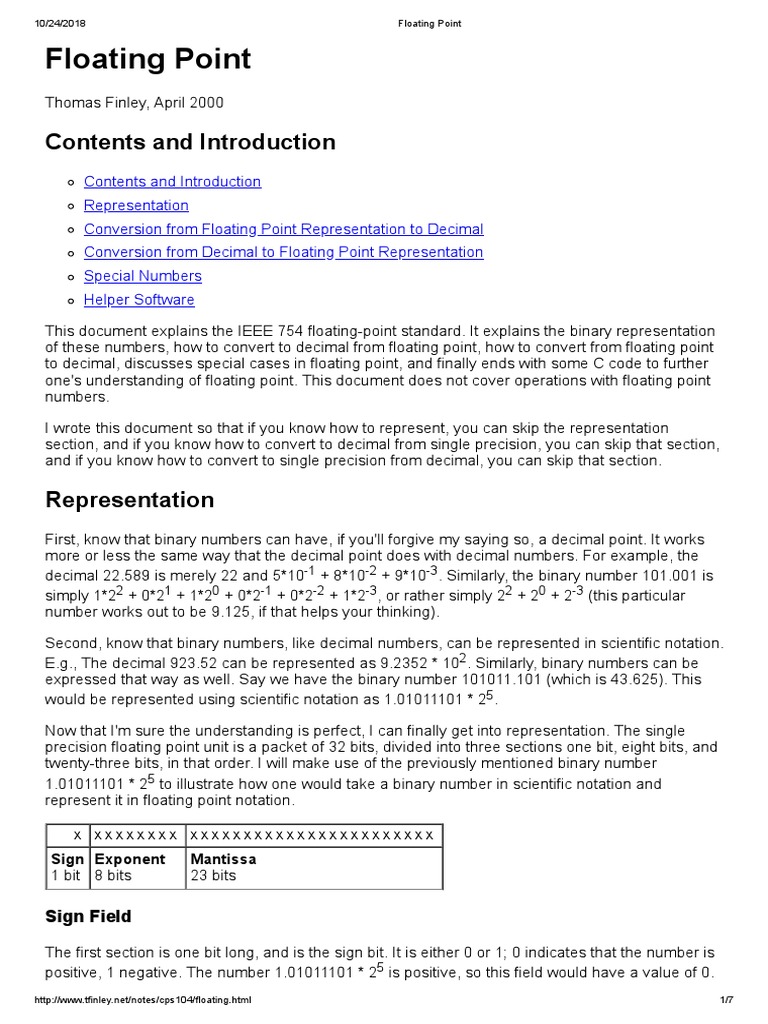 Floating Point: Contents and Introduction | PDF | Significant Figures | Decimal