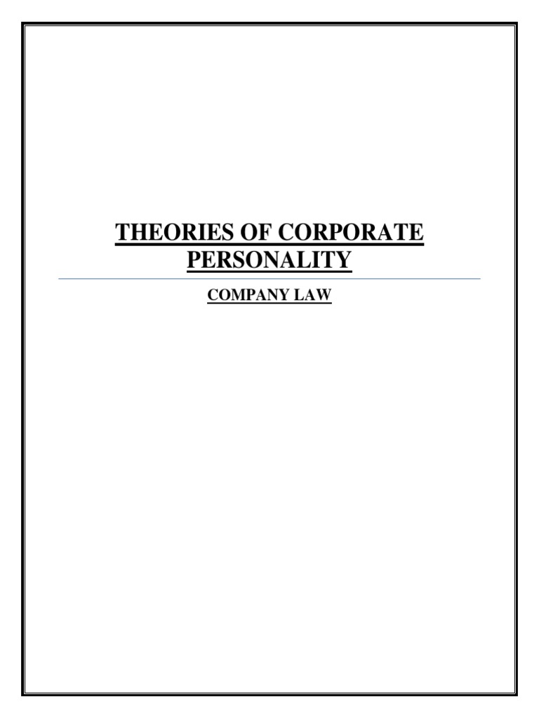 Theories of Corporate Personality | PDF | Corporations | Ownership