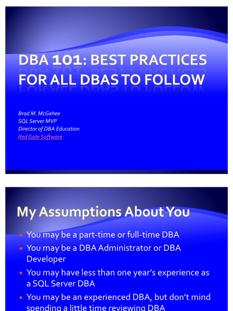 Dba 101 | PDF | Backup | Microsoft Sql Server