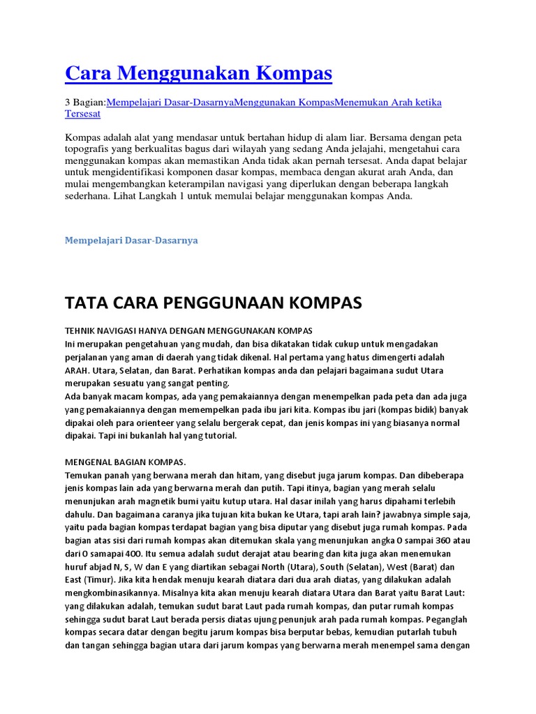 Cara Menggunakan Kompas | PDF