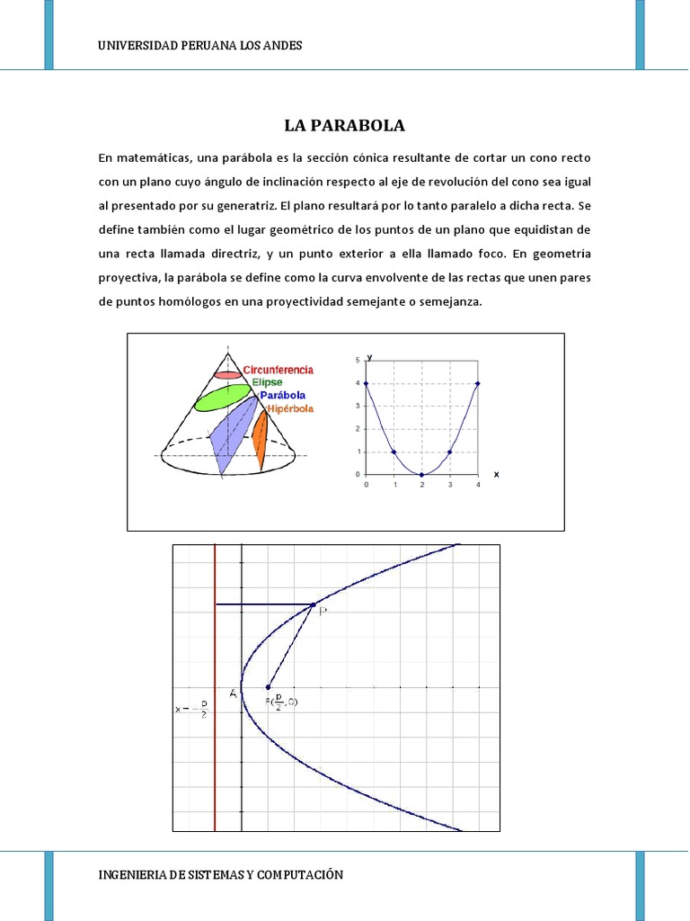 Elementos y Ecuaciones de la Parábola | PDF | Geometría | Espacio