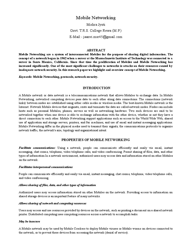 Mobile Networking: An Overview | PDF | Wireless | Computer Network