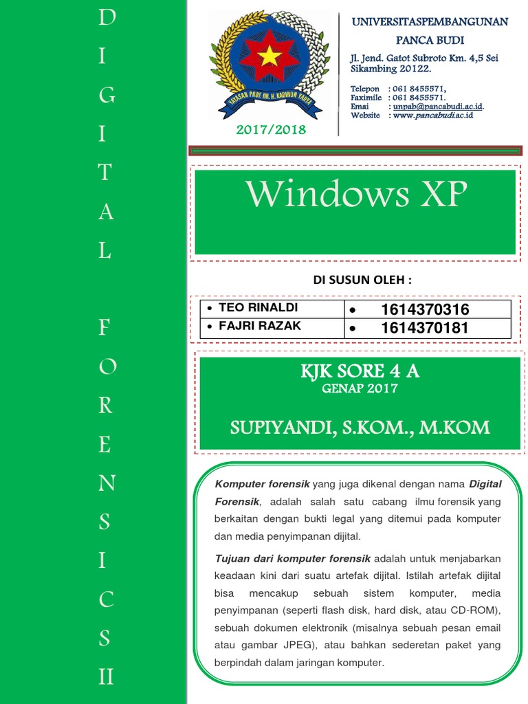 Makalah Digital Forensic Windows XP Dan Jurnal | PDF