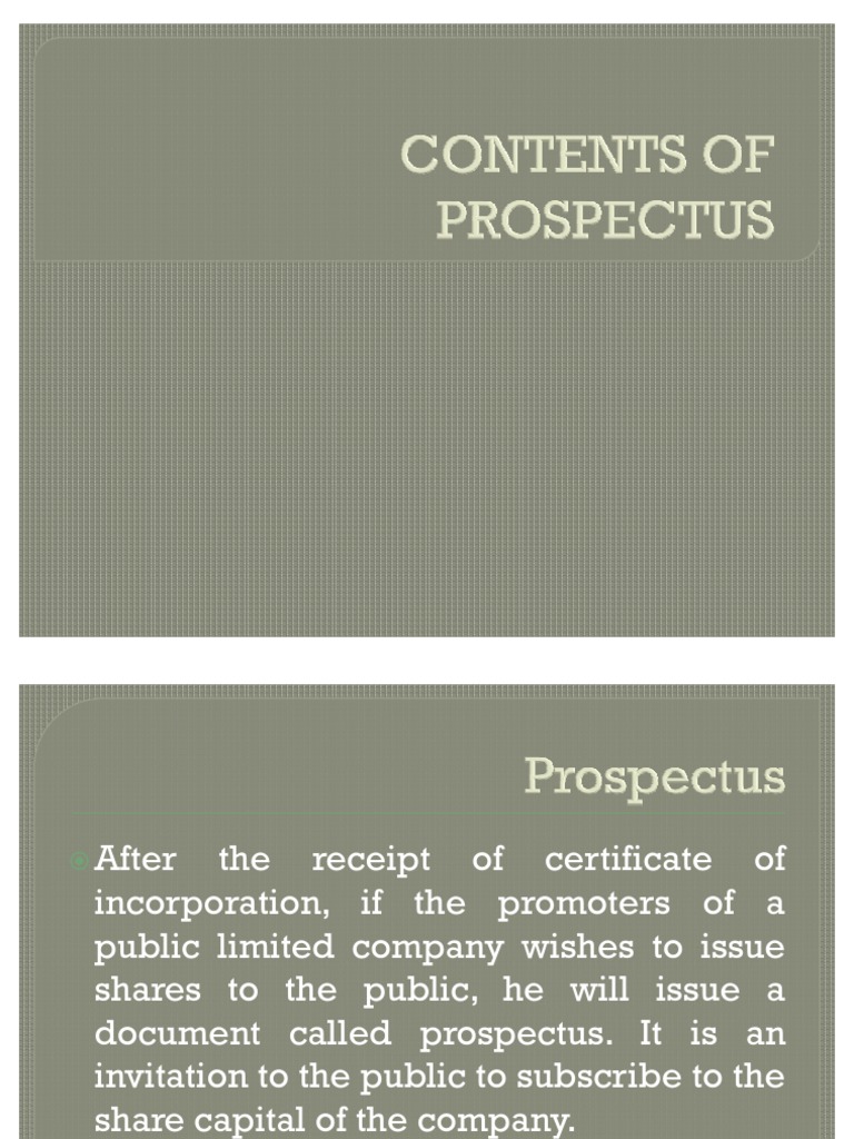 Contents of Prospectus | Prospectus (Finance) | Board Of Directors
