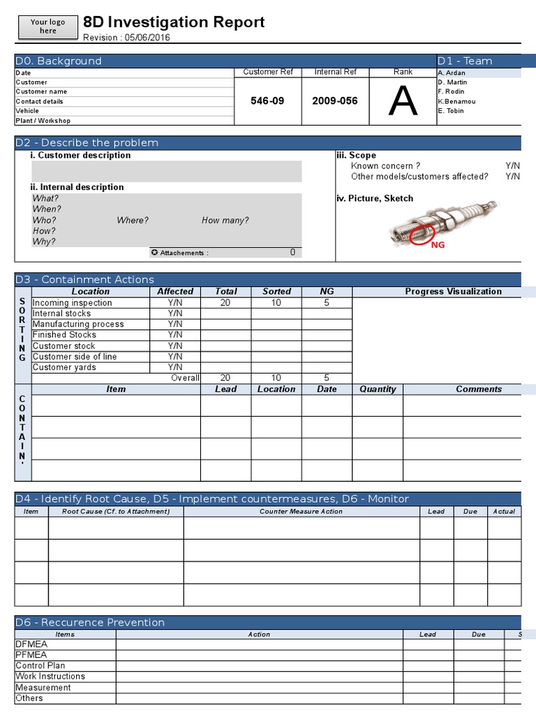 8D Report Blank Problem Solving | PDF | Mechanical Engineering | Nature