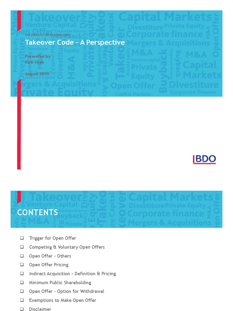 Takeover Code Price Perspective | PDF | Takeover | Mergers And Acquisitions