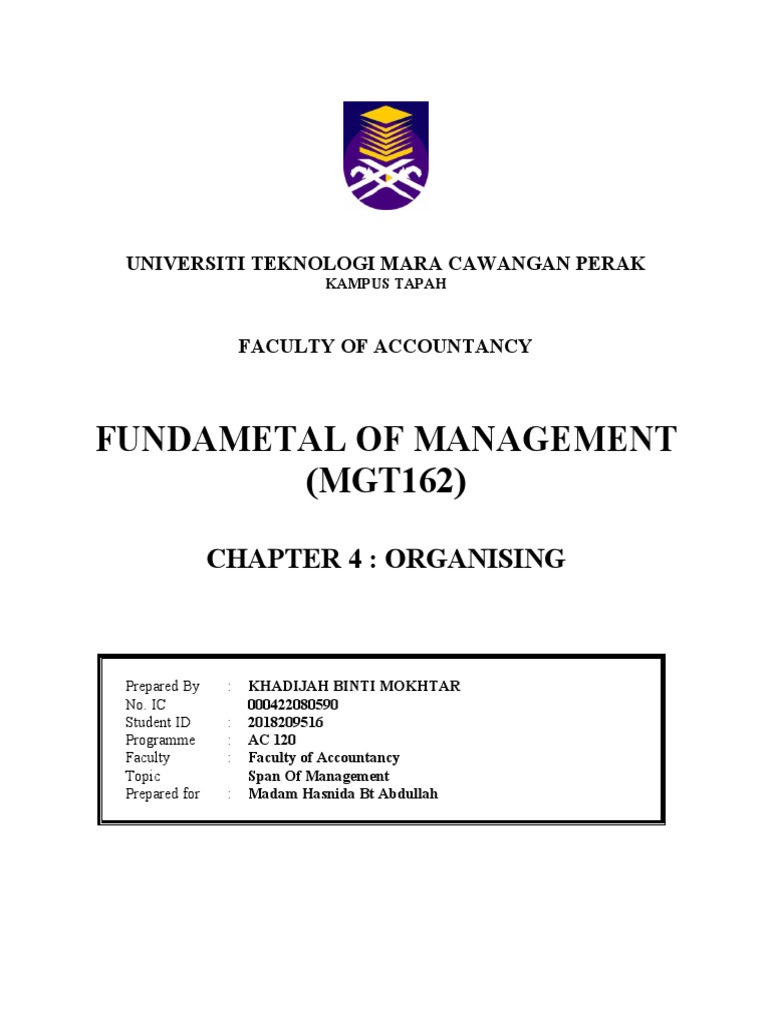 Mgt162 SPAN OF MANAGEMENT | PDF | Applied Psychology | Behavioural Sciences