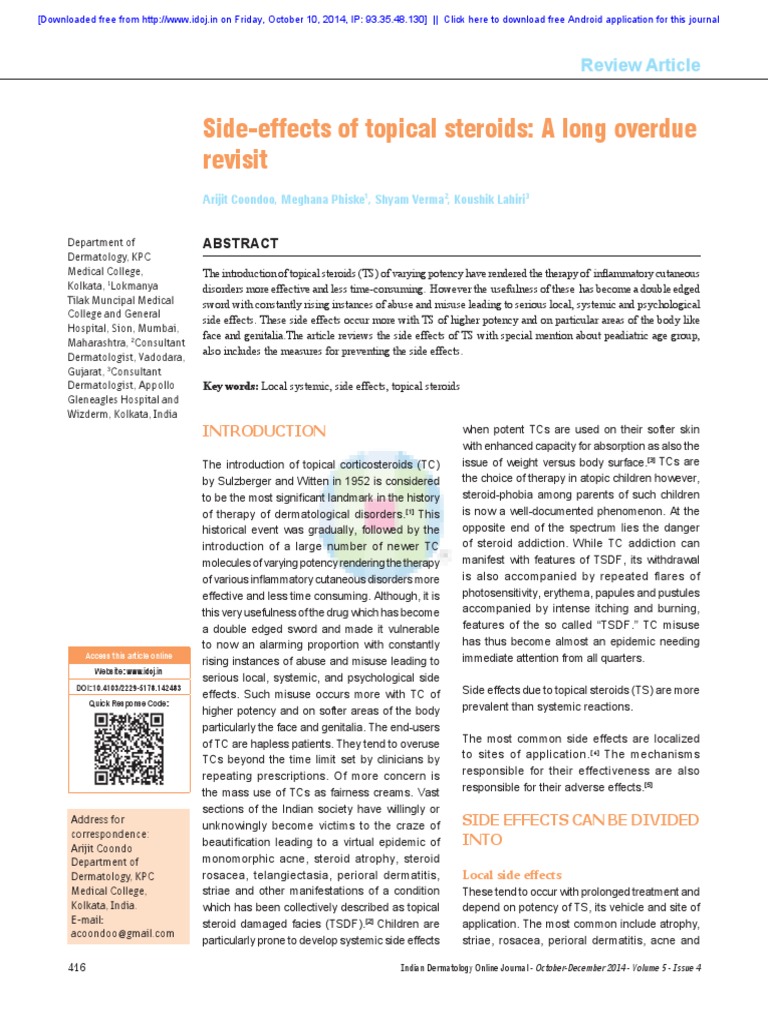 Side-Effects of Topical Steroids: A Long Overdue Revisit: Review ...