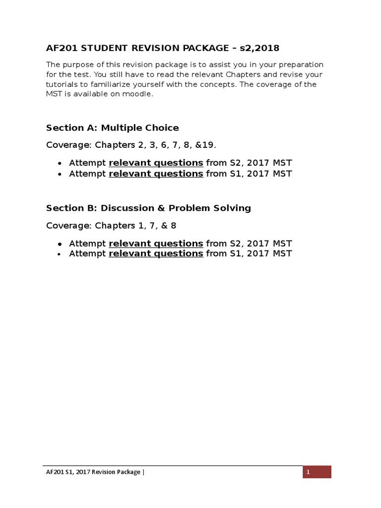 AF201 Exam Revision Guide 2018 | PDF