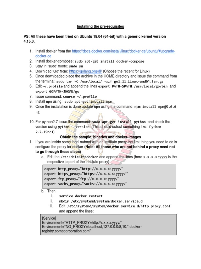 Hyperledger Fabric Installation | PDF | Sudo | Proxy Server