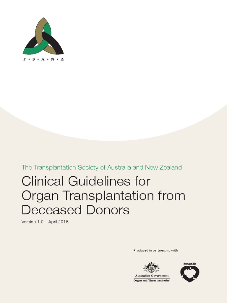 TSANZ Clinical Guidelines For Organ Transplantation From Deceased ...