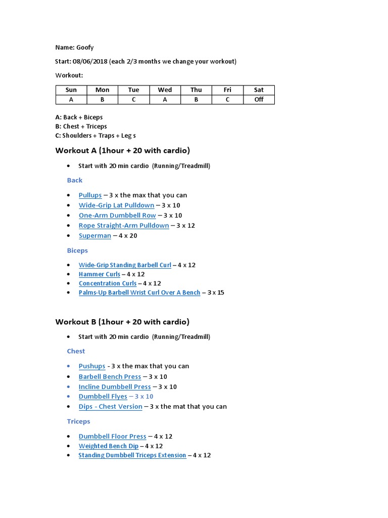 Goofy - Workout | PDF