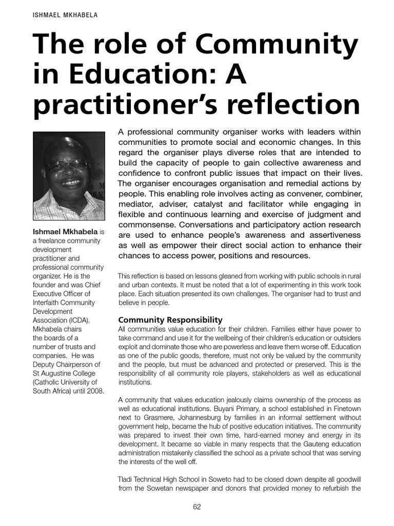 The Role of Community in Education A Practitioner2019s Reflection | PDF ...
