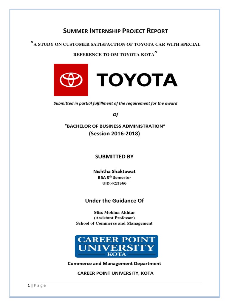 Customer Satisfaction of Toyota Car | PDF | Toyota | Customer Satisfaction