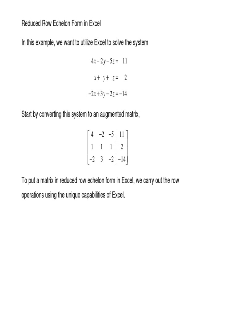 RREF | PDF | Spreadsheet | Linear Algebra