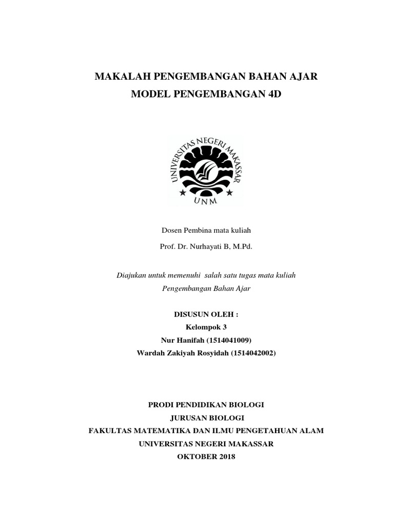 Model Pengembangan 4D dalam Bahan Ajar | PDF