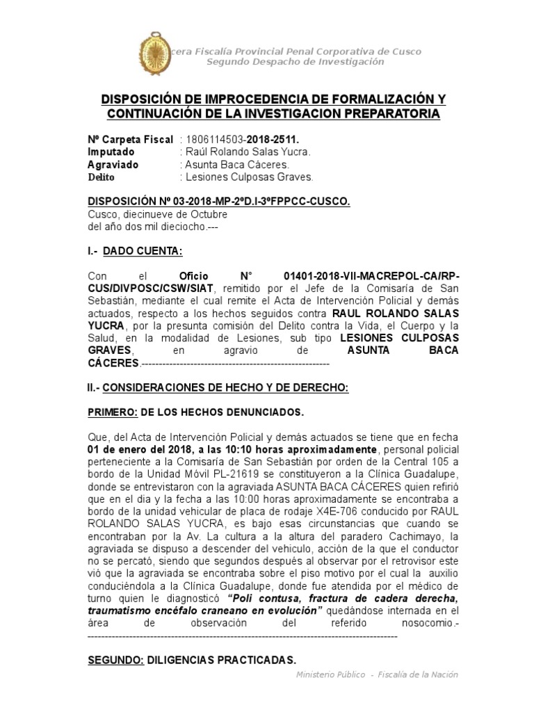 Modelo de Disposicion de Archivo | PDF | Derecho penal | Fiscal